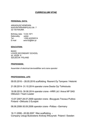 Polish CV for Construction Worker | PDF