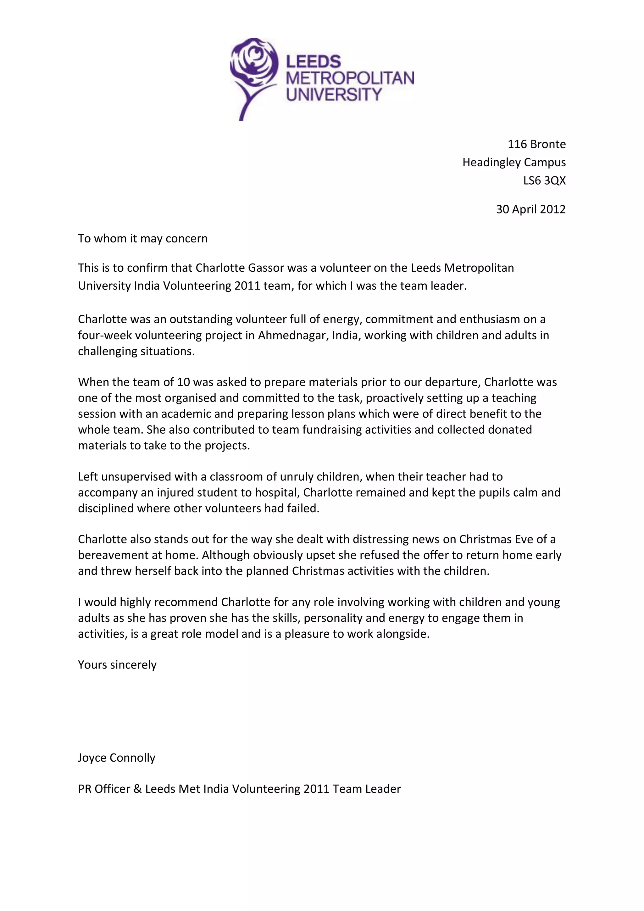 Charlotte gassor reference | PDF