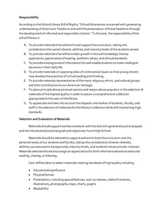 Yuma High School Library Media Center Collection Management Policy ...