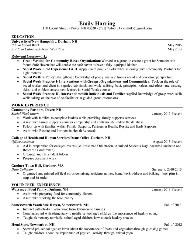 Harring%2c Emily resume | DOCX | Children\'s Health | Healthy Living