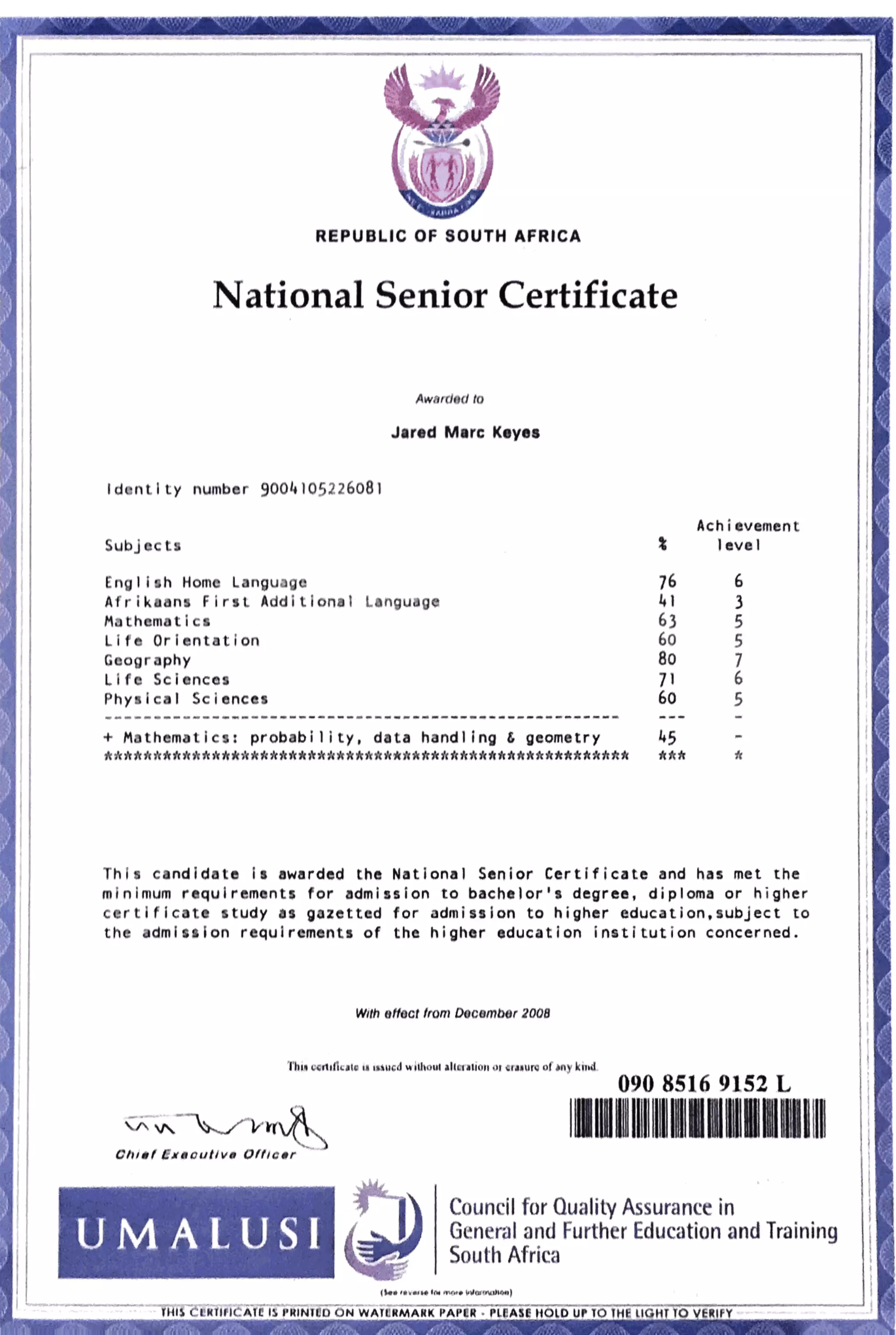 National Senior Certificate | PDF | Education