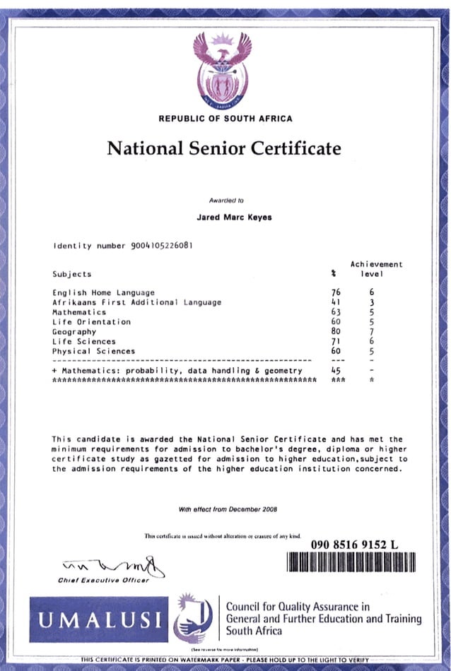 National Senior Certificate | PDF