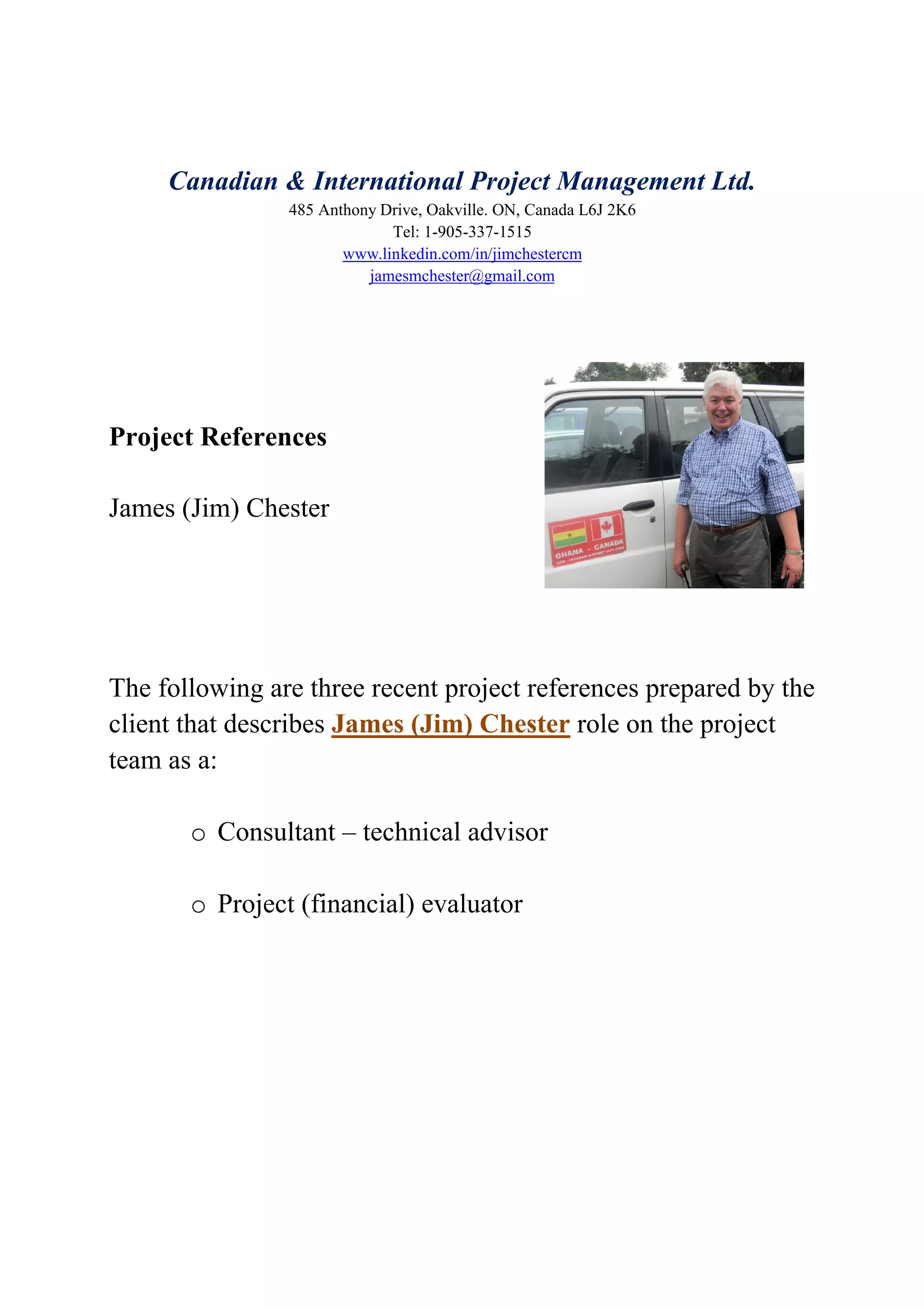 James Cheter, 3 Client Project Reference Reports | PDF