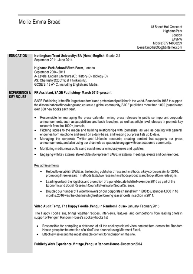 Mollie Broad CV | PDF