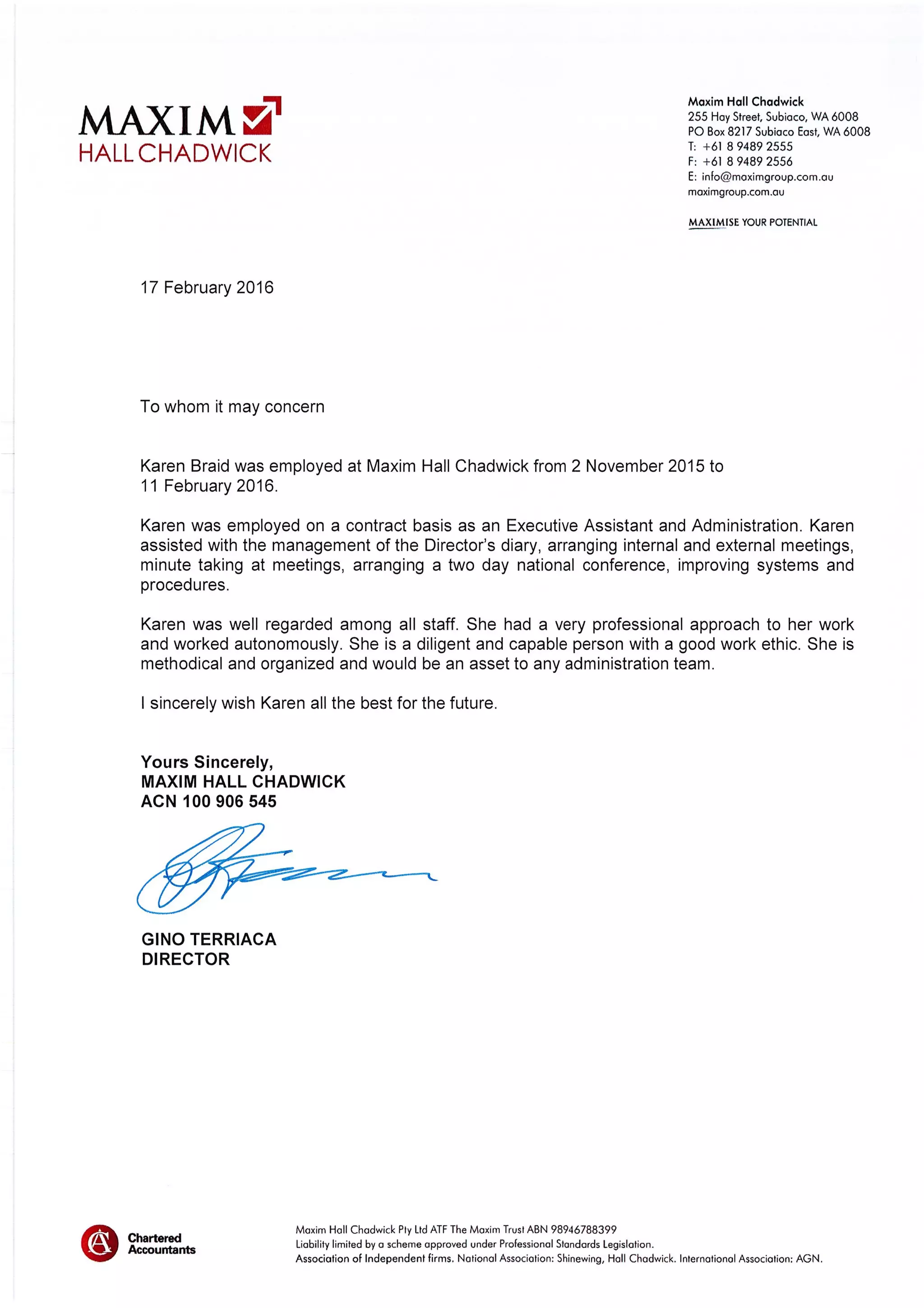 Reference Letter - Maxim Hall Chadwick - 17-02-16 | PDF