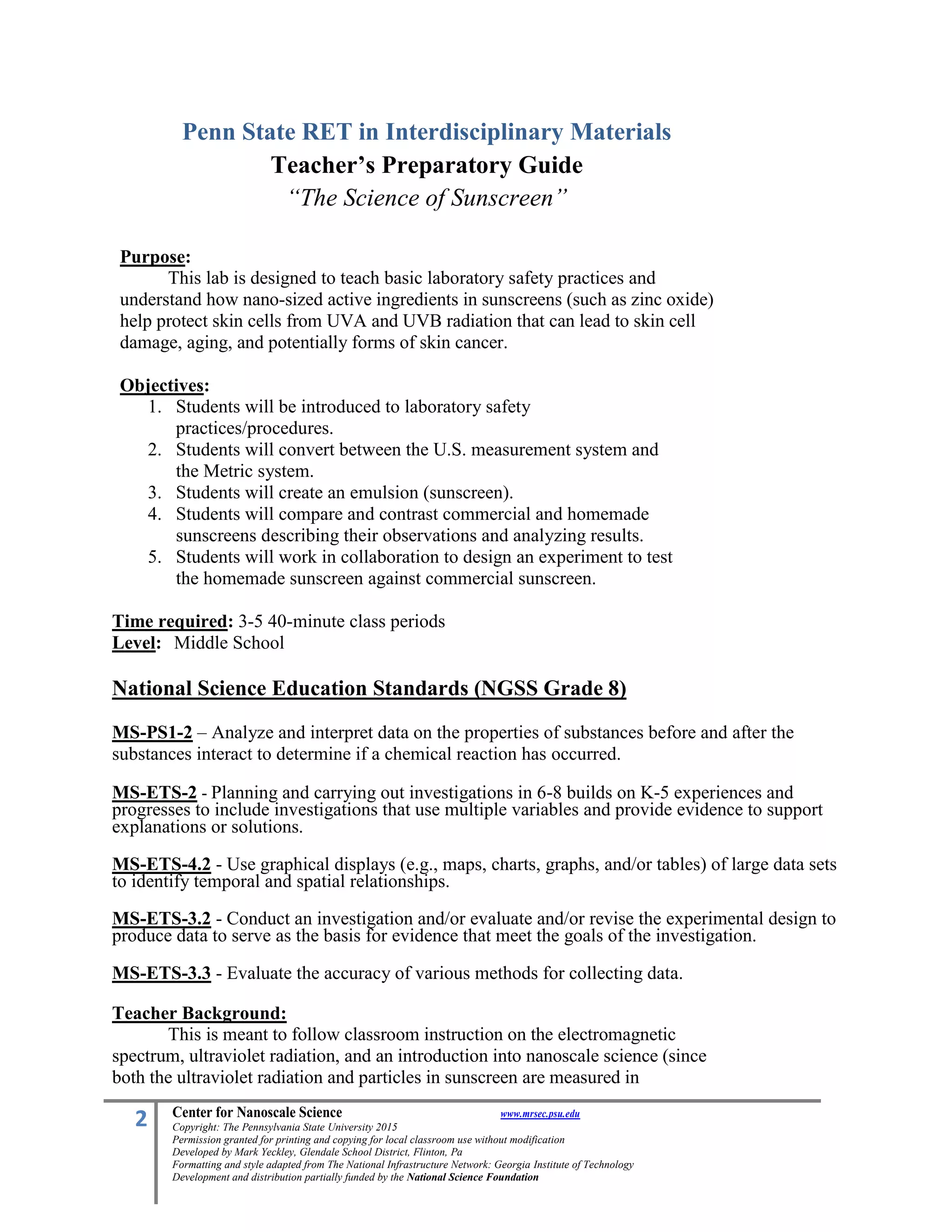 Science-of-Suncreen-Lesson-Plan | PDF