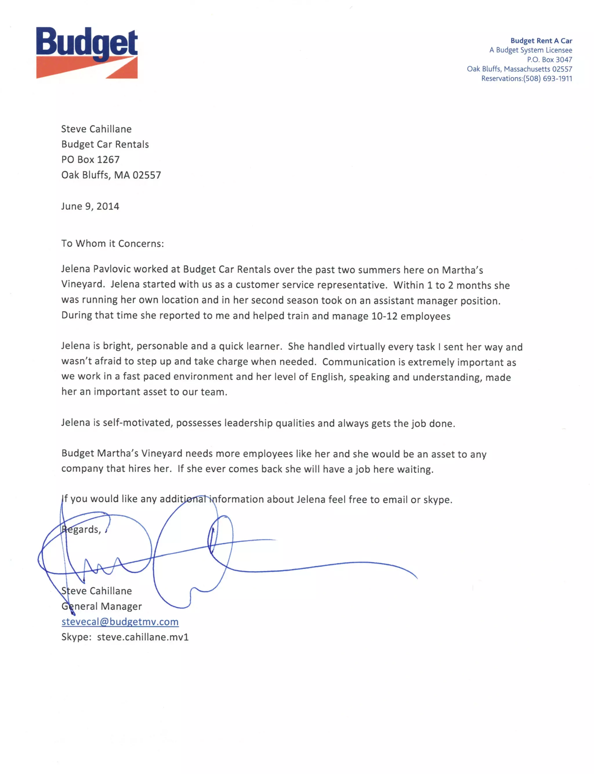 Jelena Pavlovic ref letter | PDF