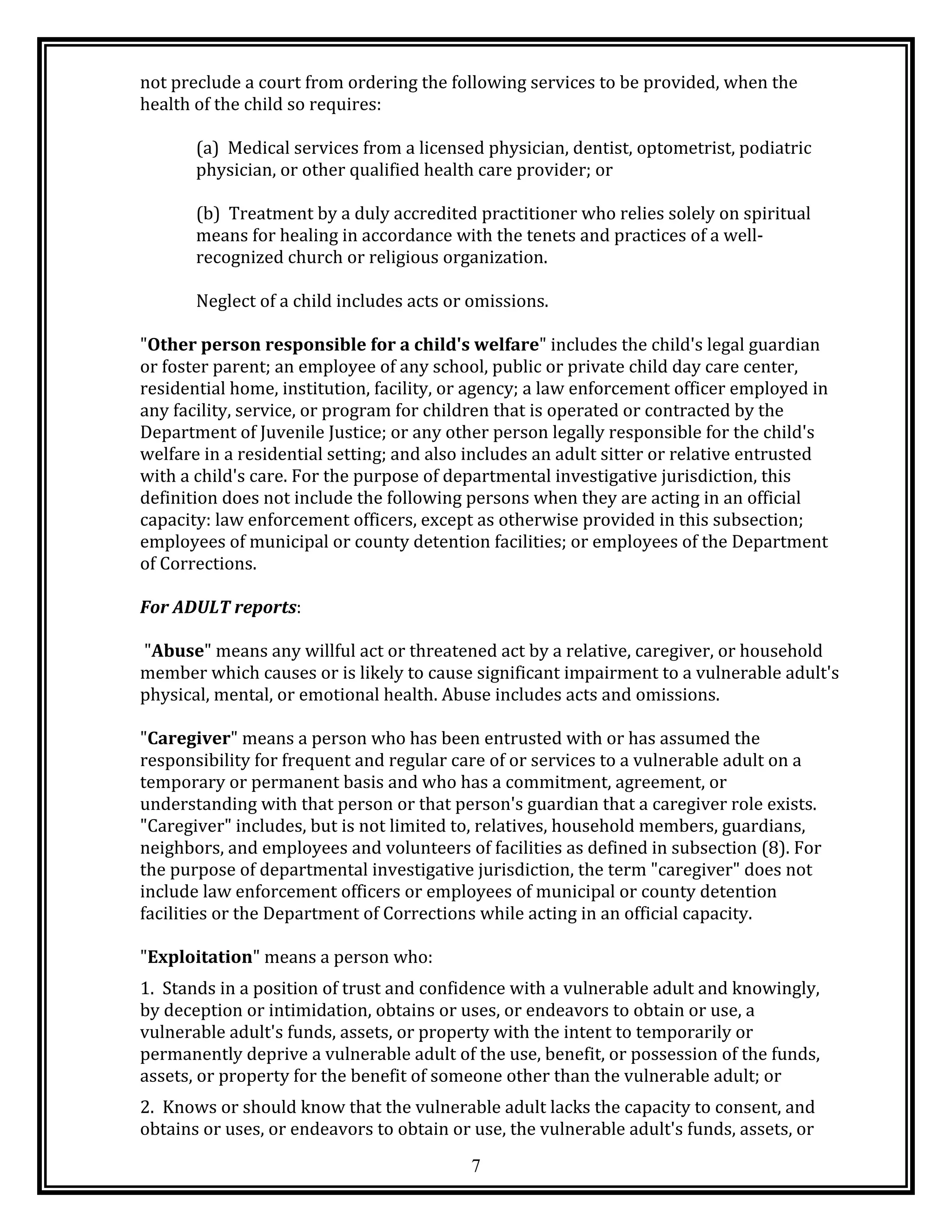 REPORTING ABUSE OR CHILDREN AND VULNERABLE ADULTS | PDF