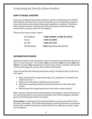 REPORTING ABUSE OR CHILDREN AND VULNERABLE ADULTS | PDF