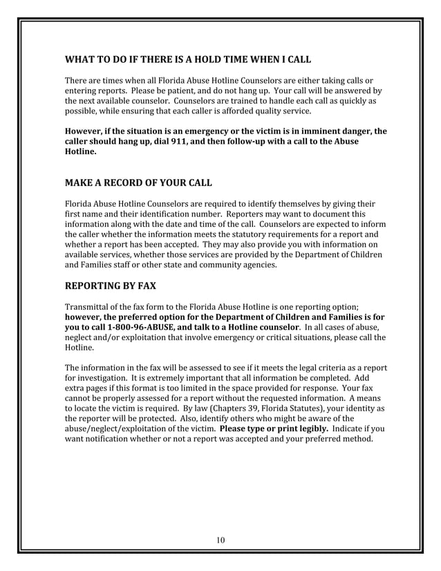 REPORTING ABUSE OR CHILDREN AND VULNERABLE ADULTS | PDF