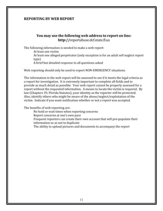 REPORTING ABUSE OR CHILDREN AND VULNERABLE ADULTS | PDF