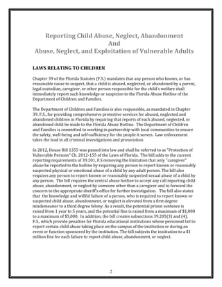 REPORTING ABUSE OR CHILDREN AND VULNERABLE ADULTS | PDF