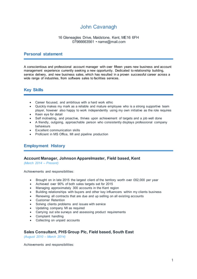 John Cavanagh CV Jan 2016 | PDF