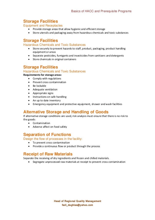 HACCP- Basics of HACCP and Prerequisite Programs