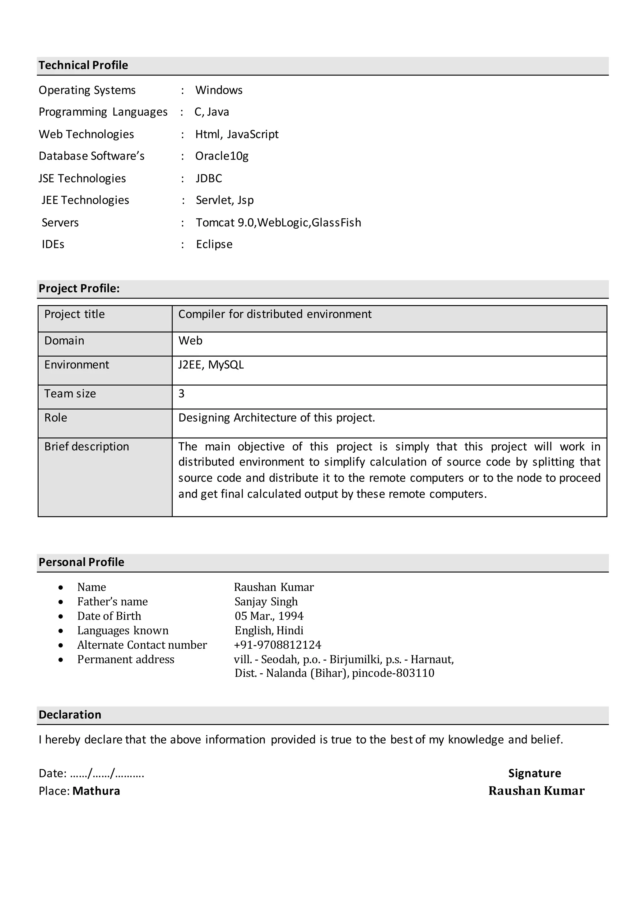 raushan resume | PDF