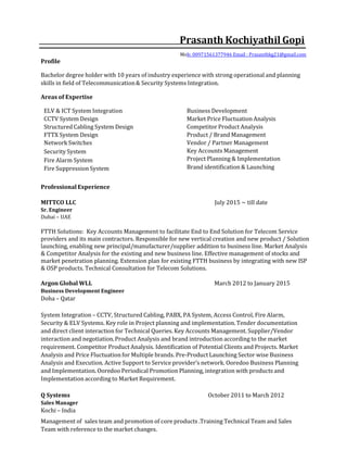 Prasanth Kochiyathil Gopi CV | PDF