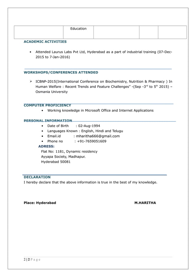 Haritha CV | PDF