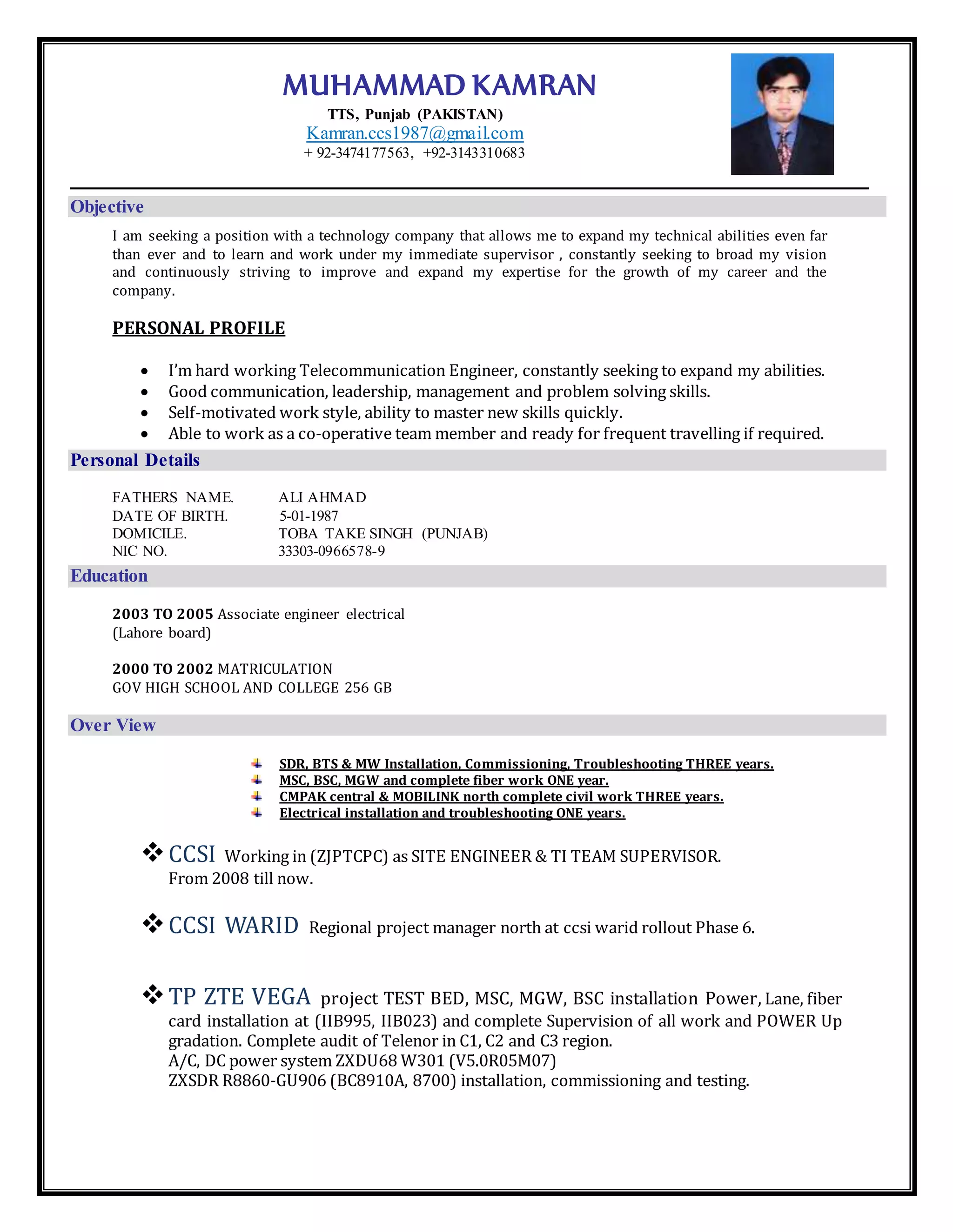 M Kamran CV | DOCX