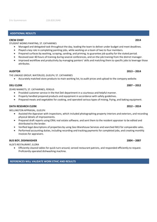 Gummerson, Eric Resume | PDF