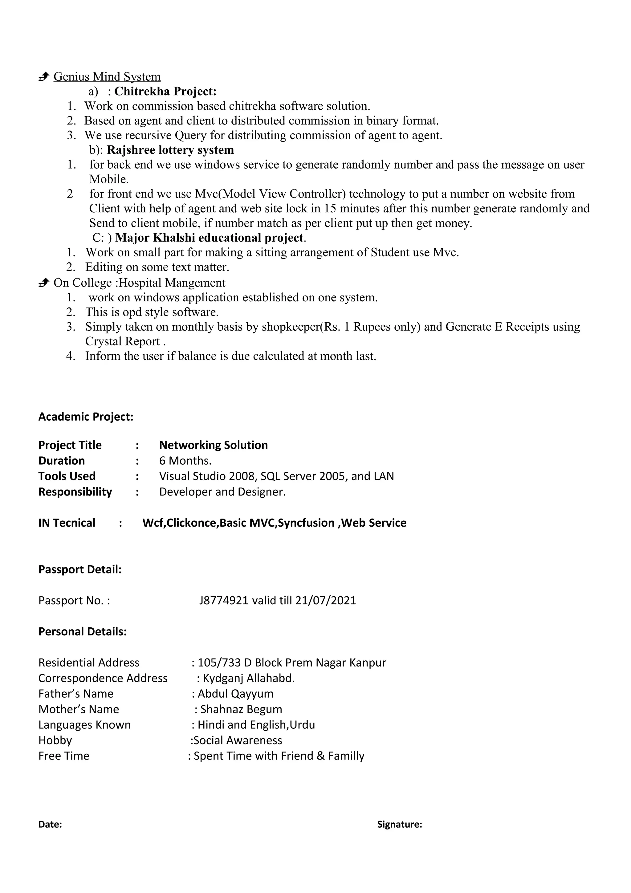 Resume | DOC | Computer Software and Applications | Computing