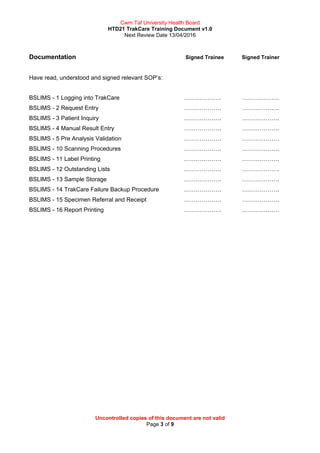 TrakCare Training Document MLA | DOC