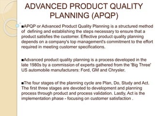 ADVANCED PRODUCT QUALITY | PPTX