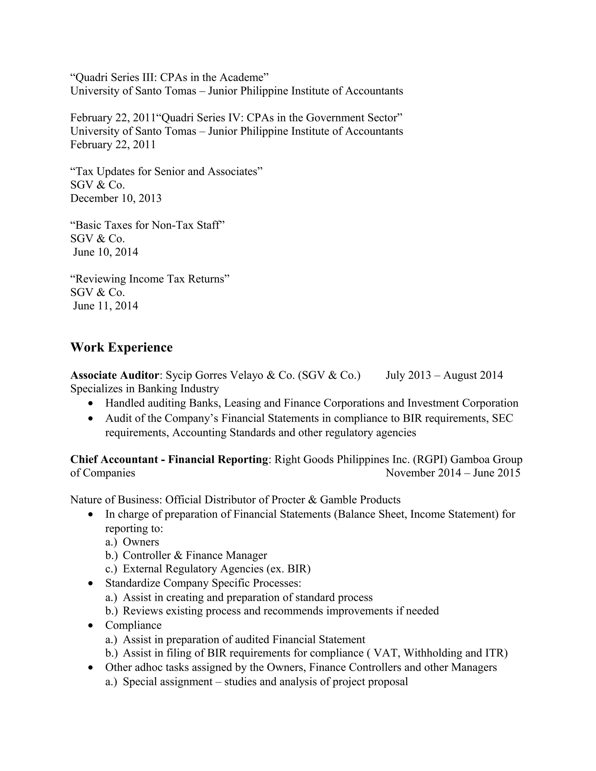 IAN RESUME UPDATED 2.20.16 | Business Accounting & Finance | Business