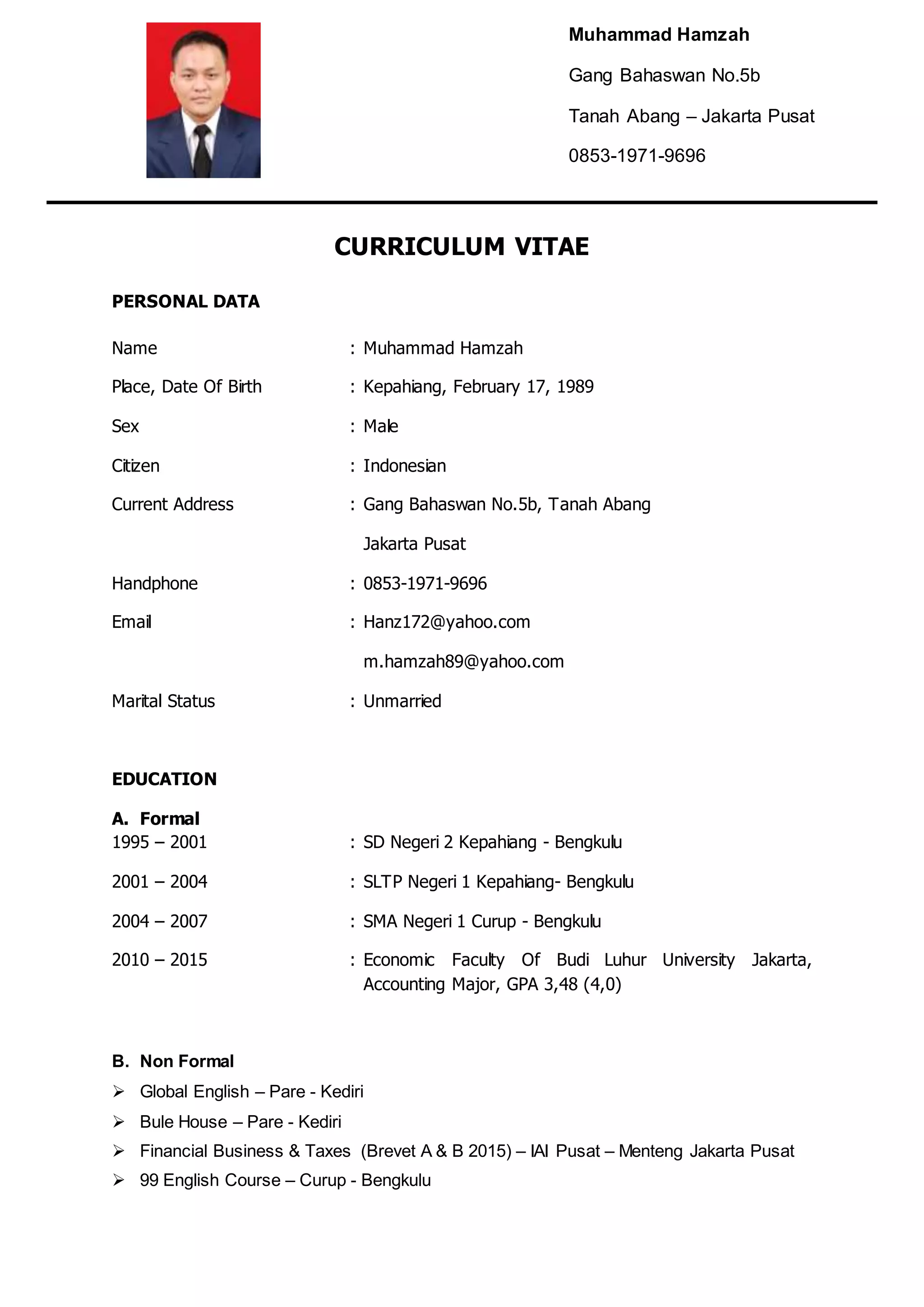 CV Hamzah | PDF