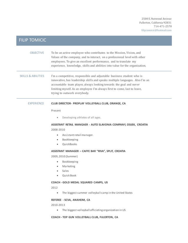Filip Tomicic - resume | DOCX