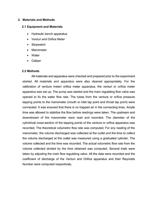 Calibration of Venturi and Orifice Meters | PDF | Physics | Science