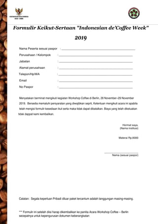 Indonesia Coffee Workshop - Berlin | PDF
