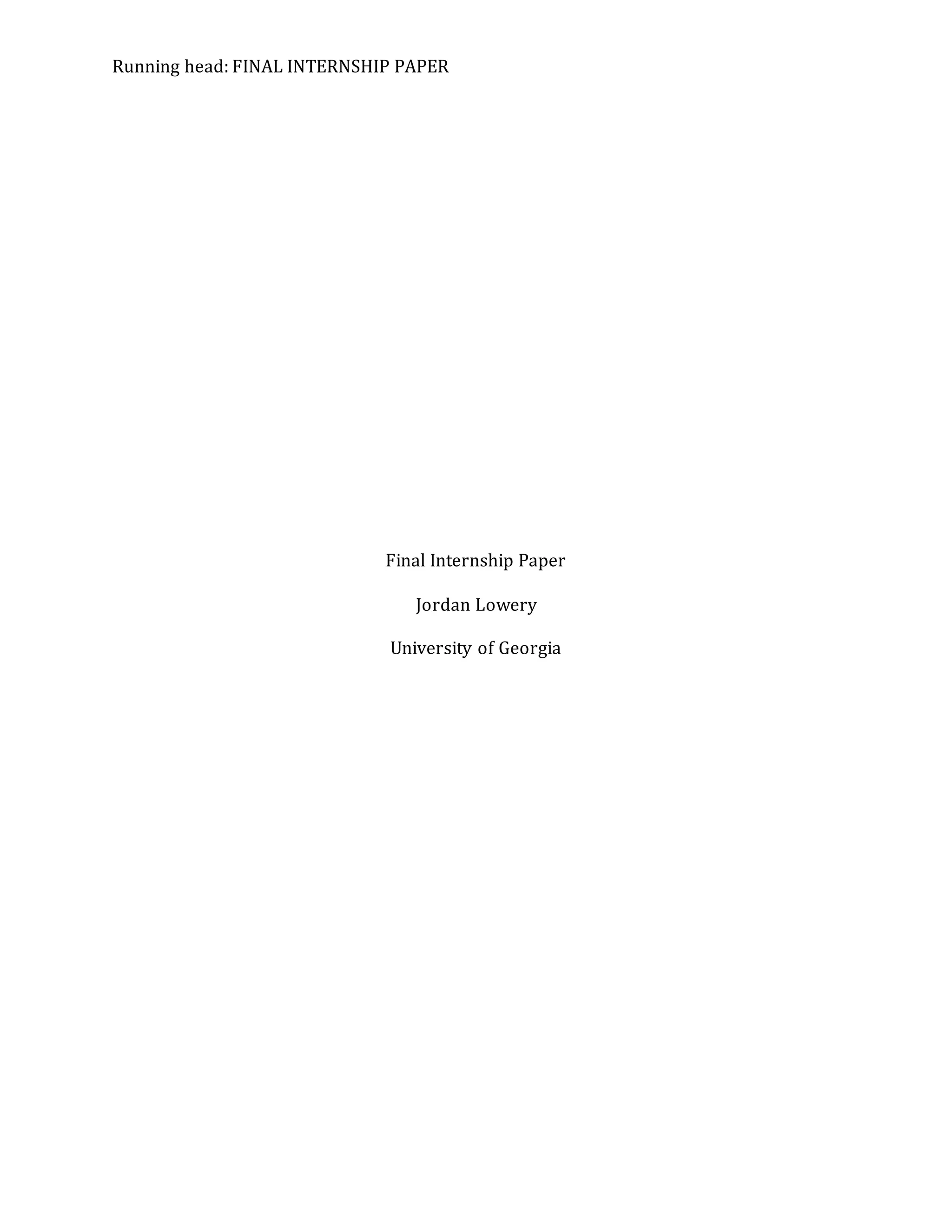 HDFS 5910 Final Internship Paper | PDF