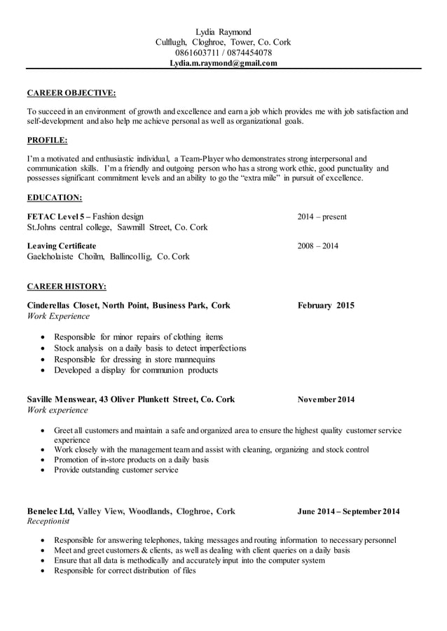 Lydia Raymond CV | PDF