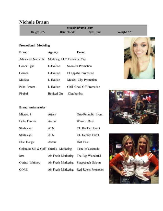 Nichole Braun Promotional Resume | PDF
