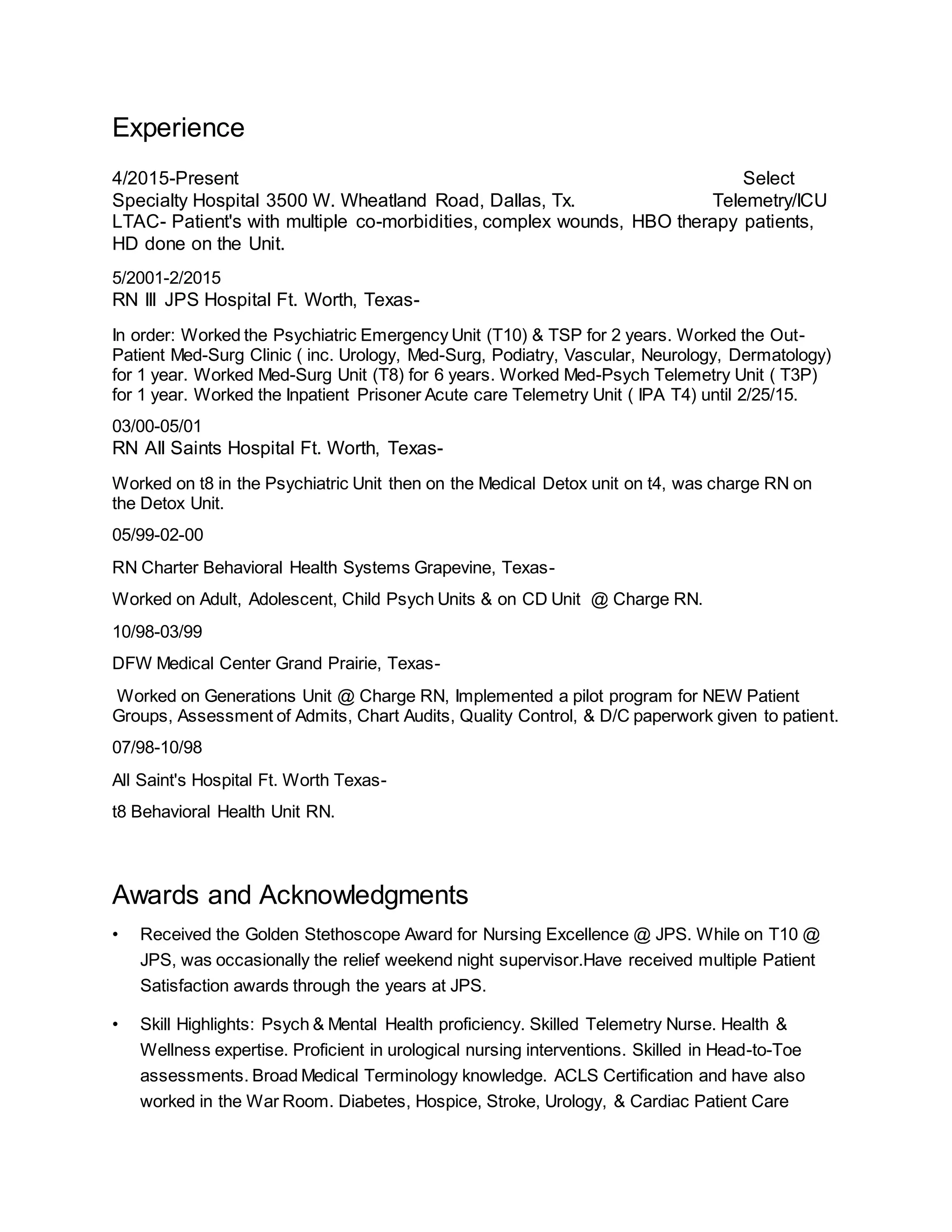 perfect resume sharon | DOCX