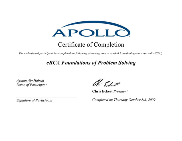 Apollo University Certificate | PDF