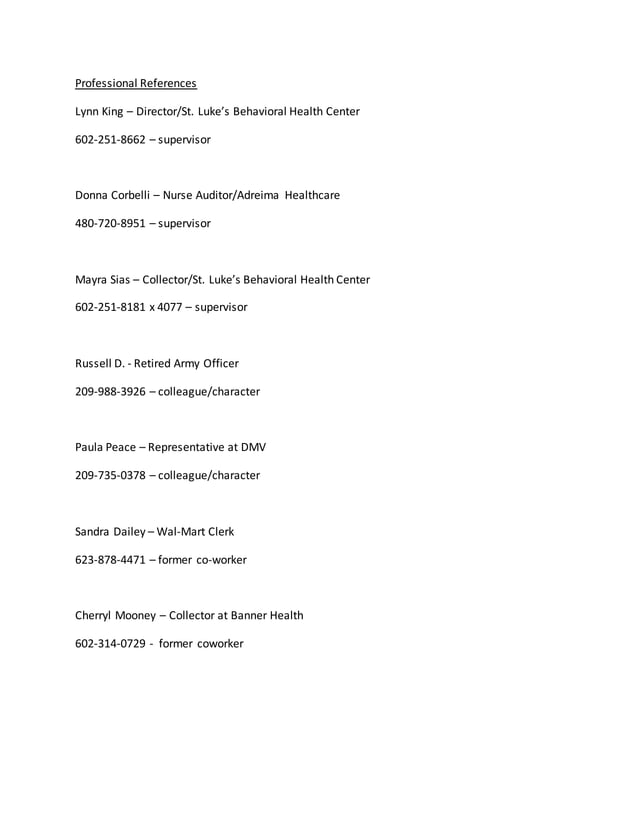 Professional References | DOCX