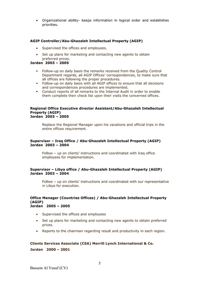 Bassem CV Updated 4-03-16 | DOC | Human Resources | Business