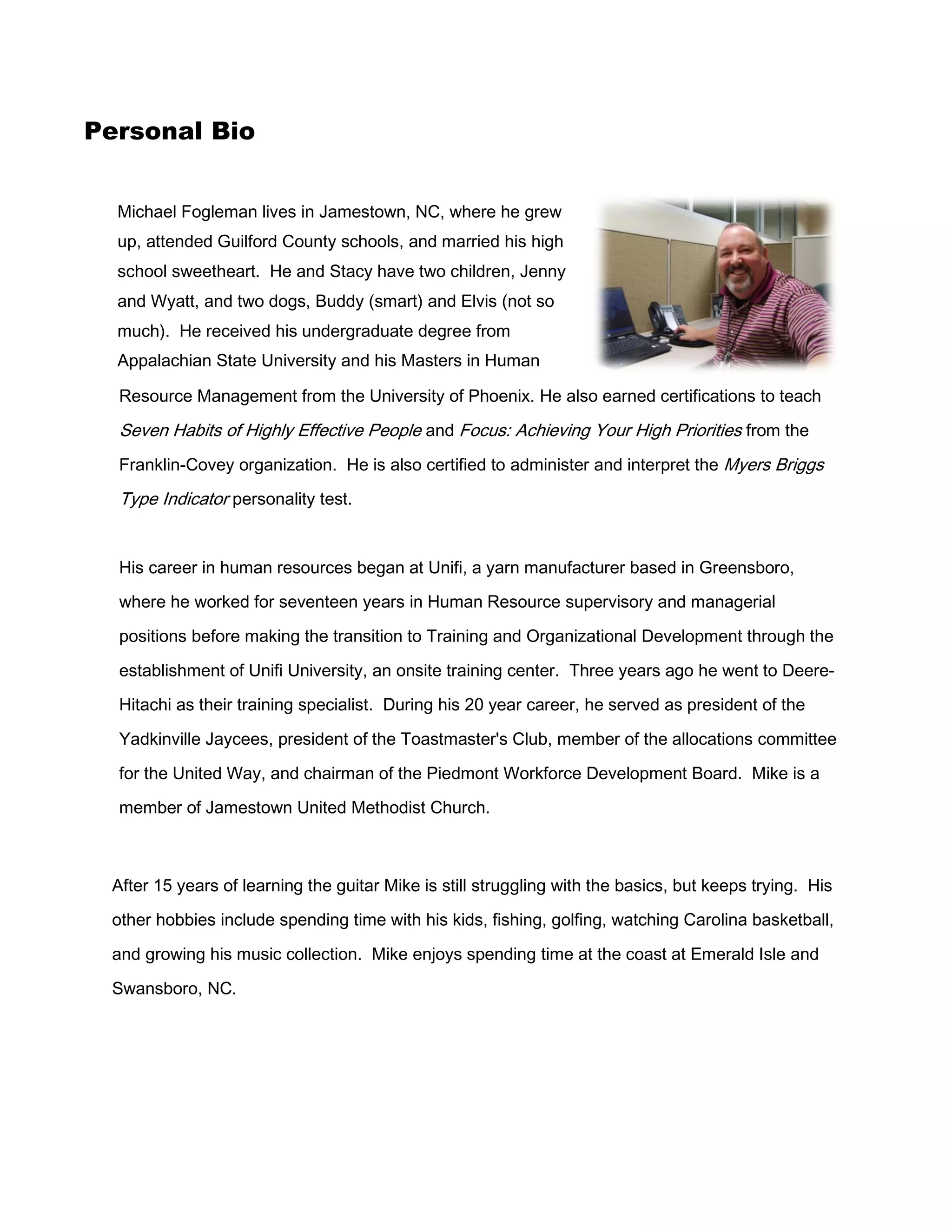 Personal Bio- Fogleman | PDF