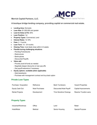 Merrick Capital Partners | PDF