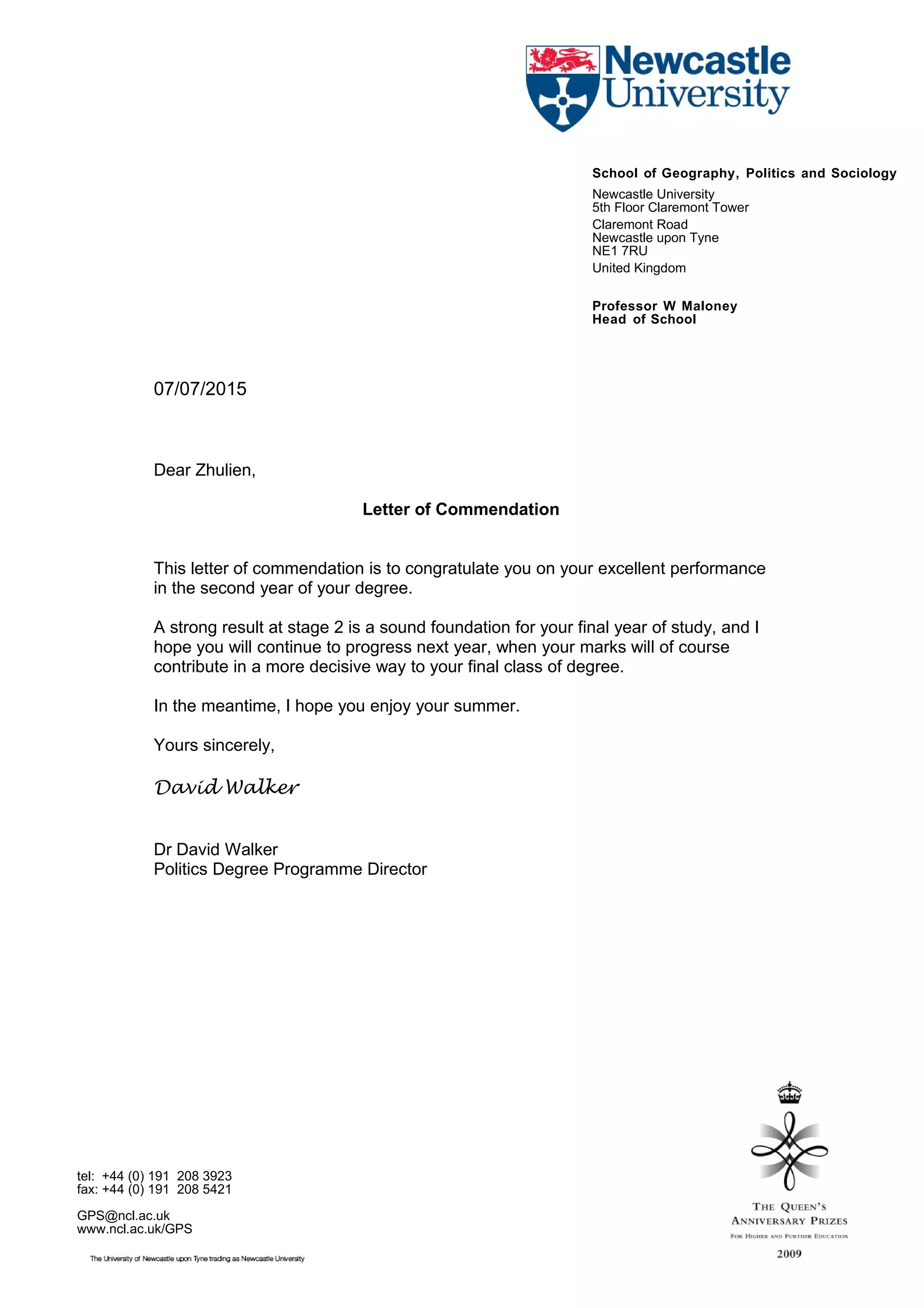 Zhulien Genev Letter of Commendation | DOC