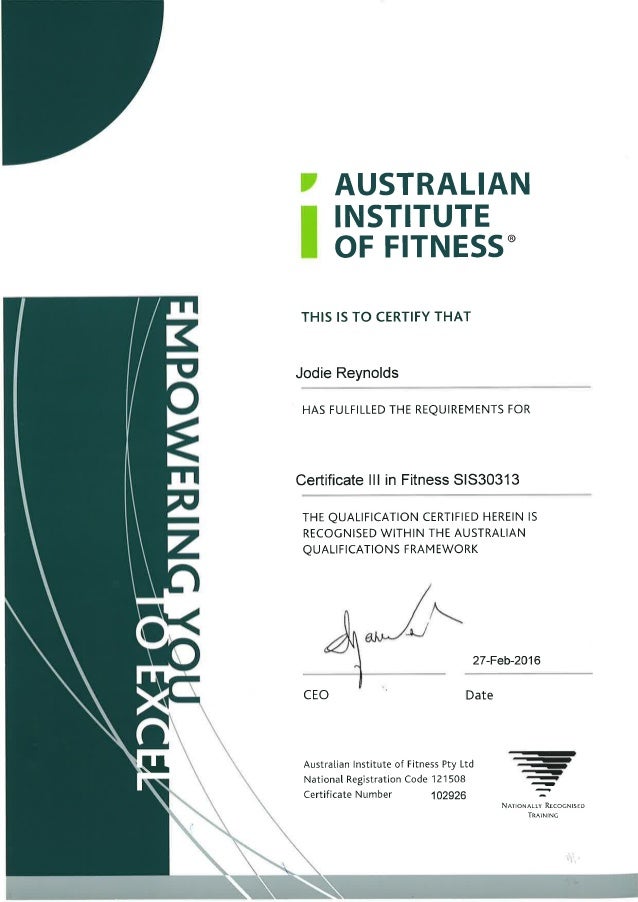 Certificate 3 In Fitness 22 02 16 Certificate 3 In Fitness 22 02 16