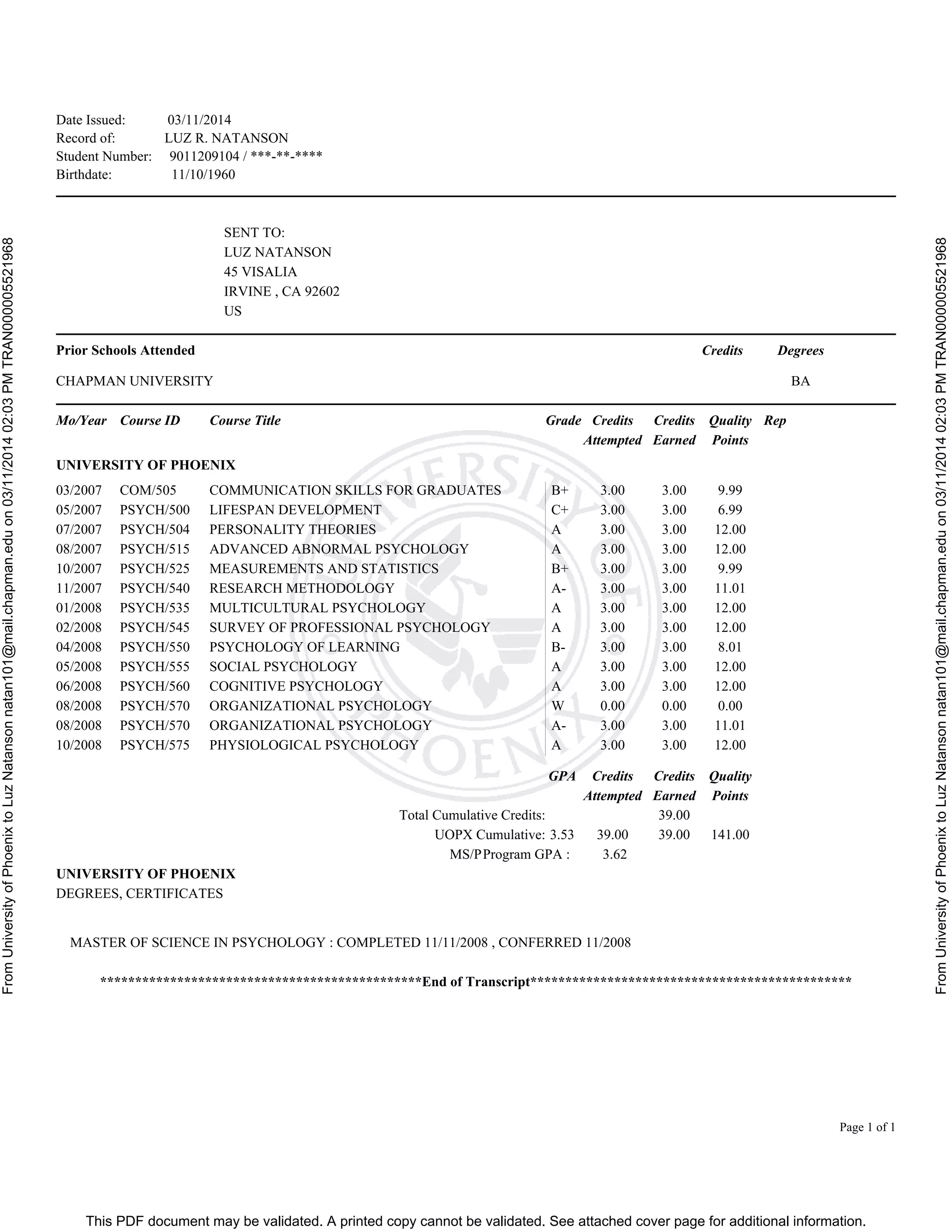 University of Phoenix completed-transcript-5521968 | PDF