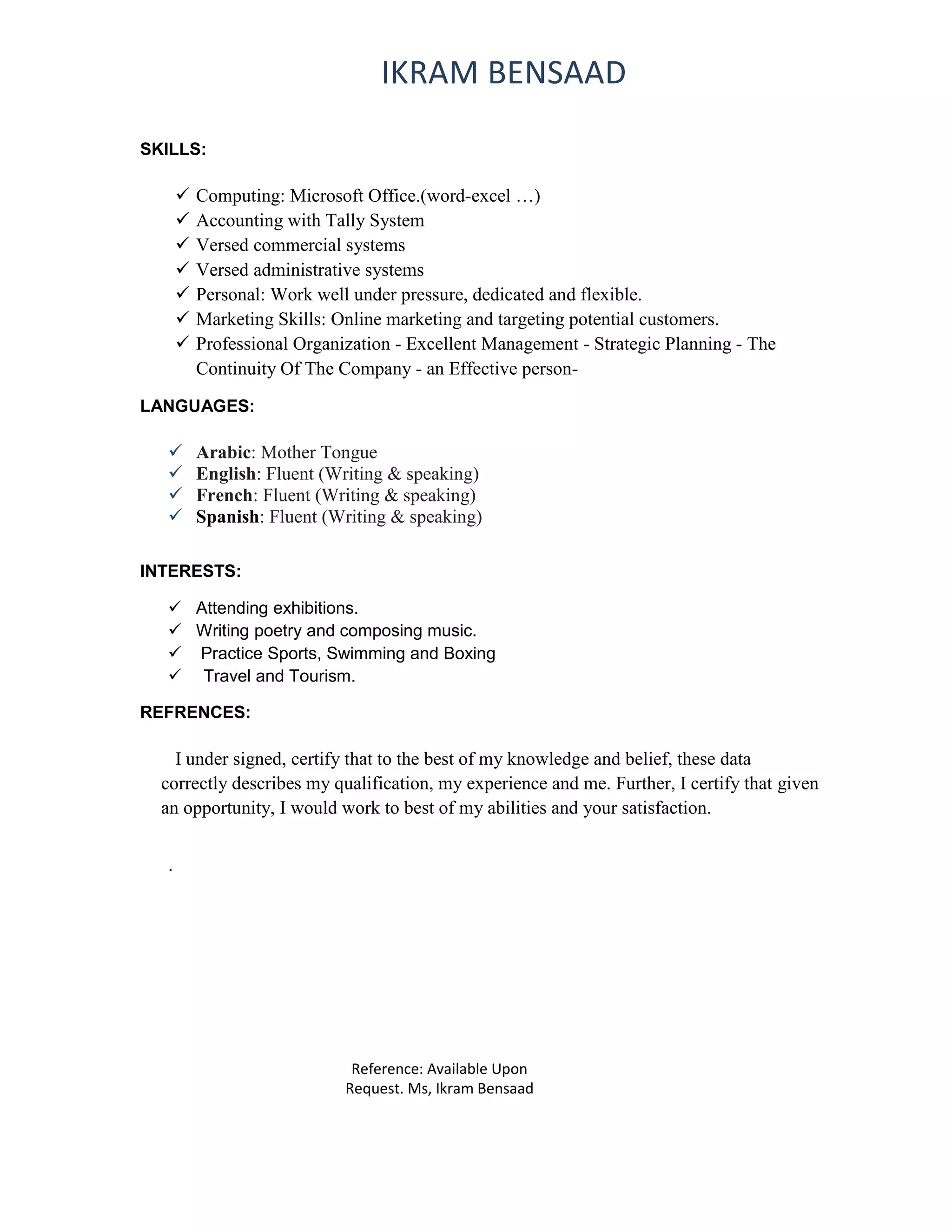 Ikram Bensaad CV | PDF