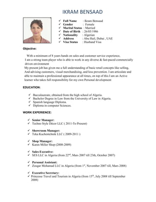 Ikram Bensaad CV | PDF | Business | Business and Finance