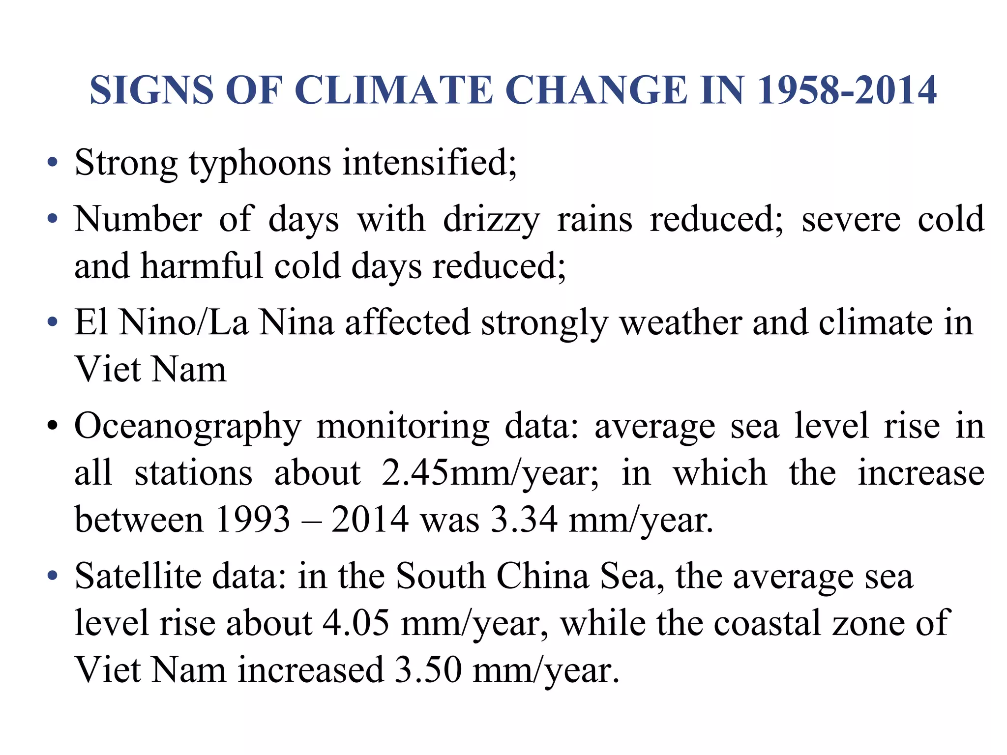 Climate change impacts and Viet Nam's response efforts | PPTX
