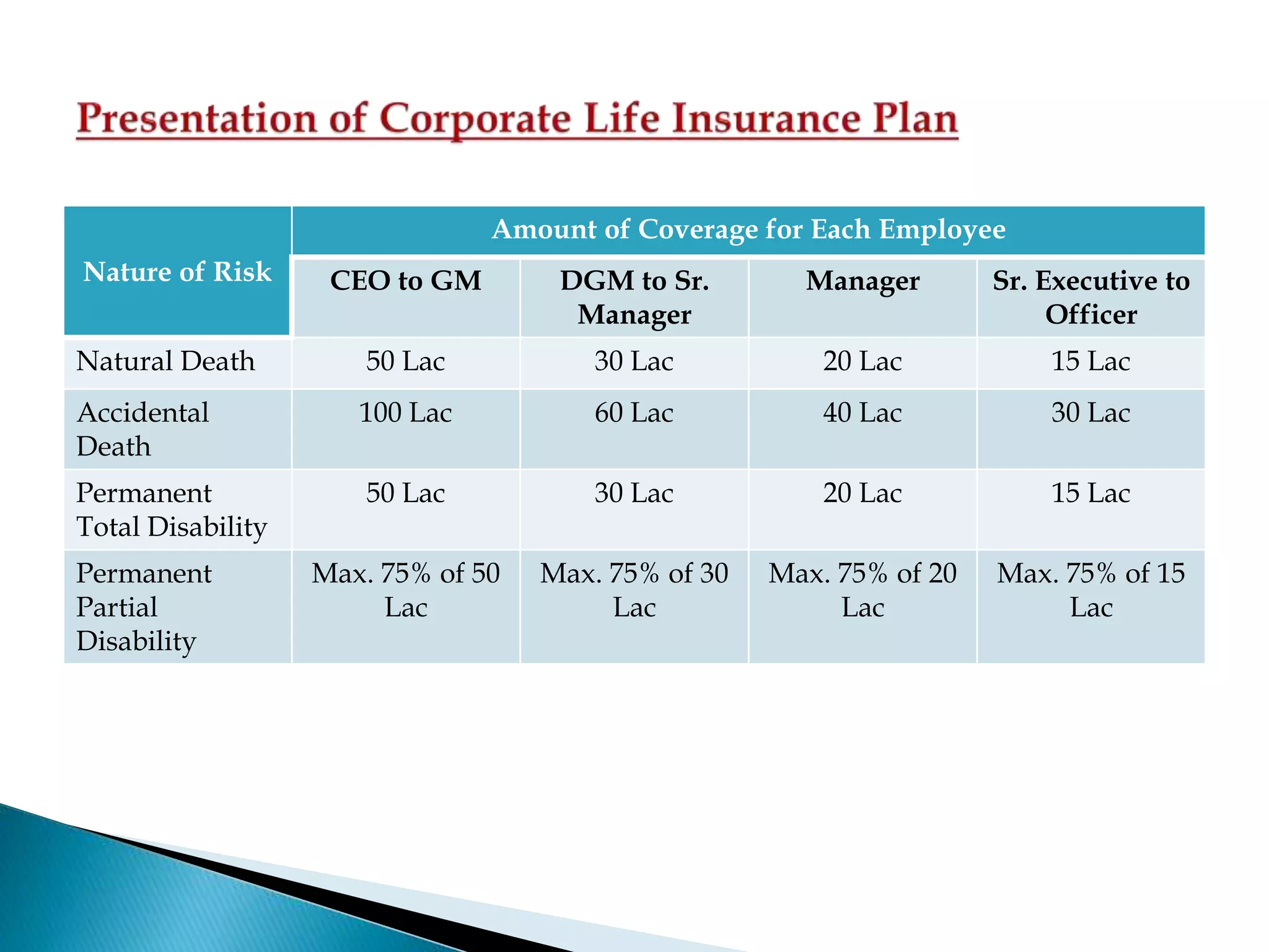 Presentation of Corporate Insurance Plan | PPTX