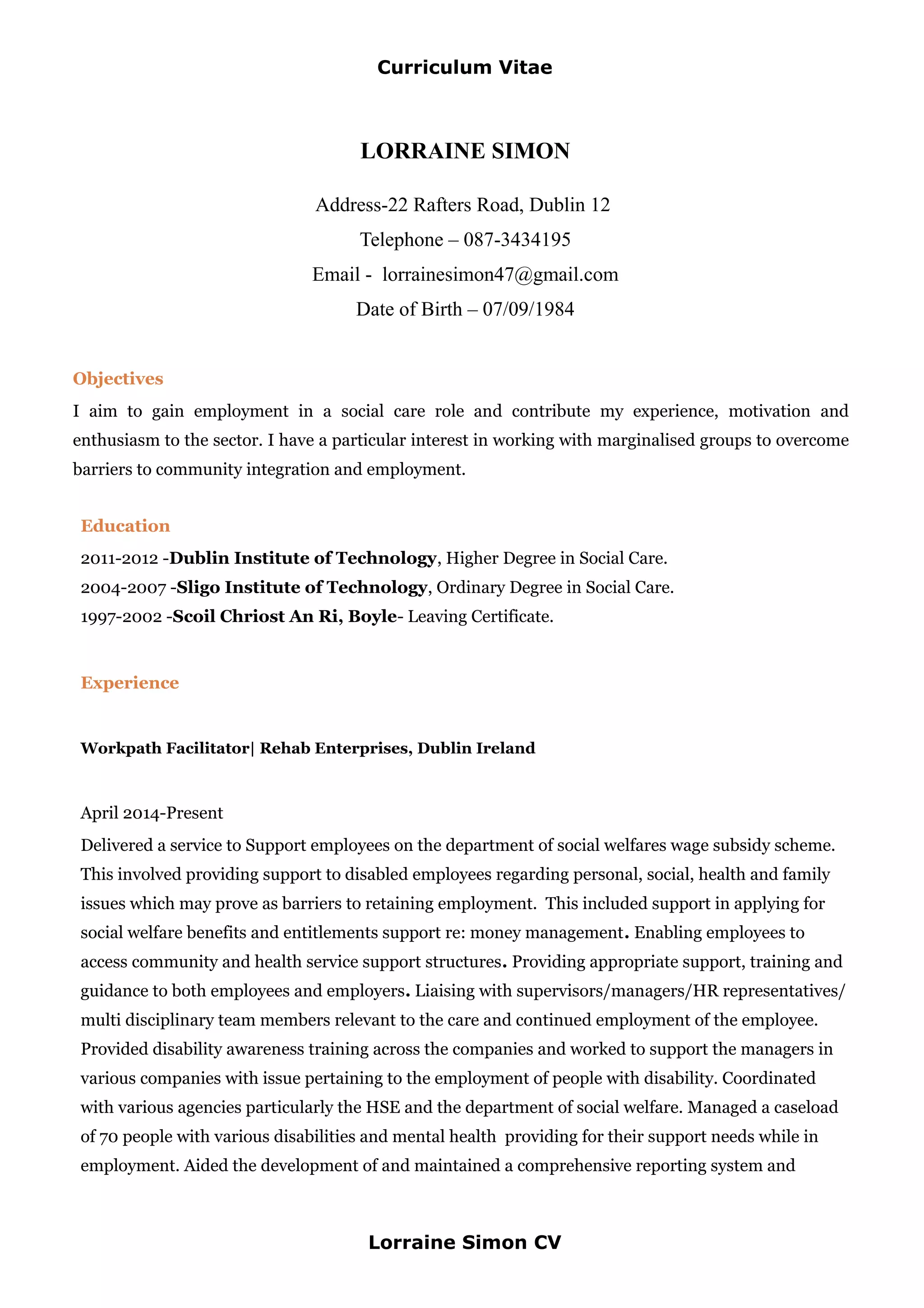 Lorraine_hs_cv | PDF