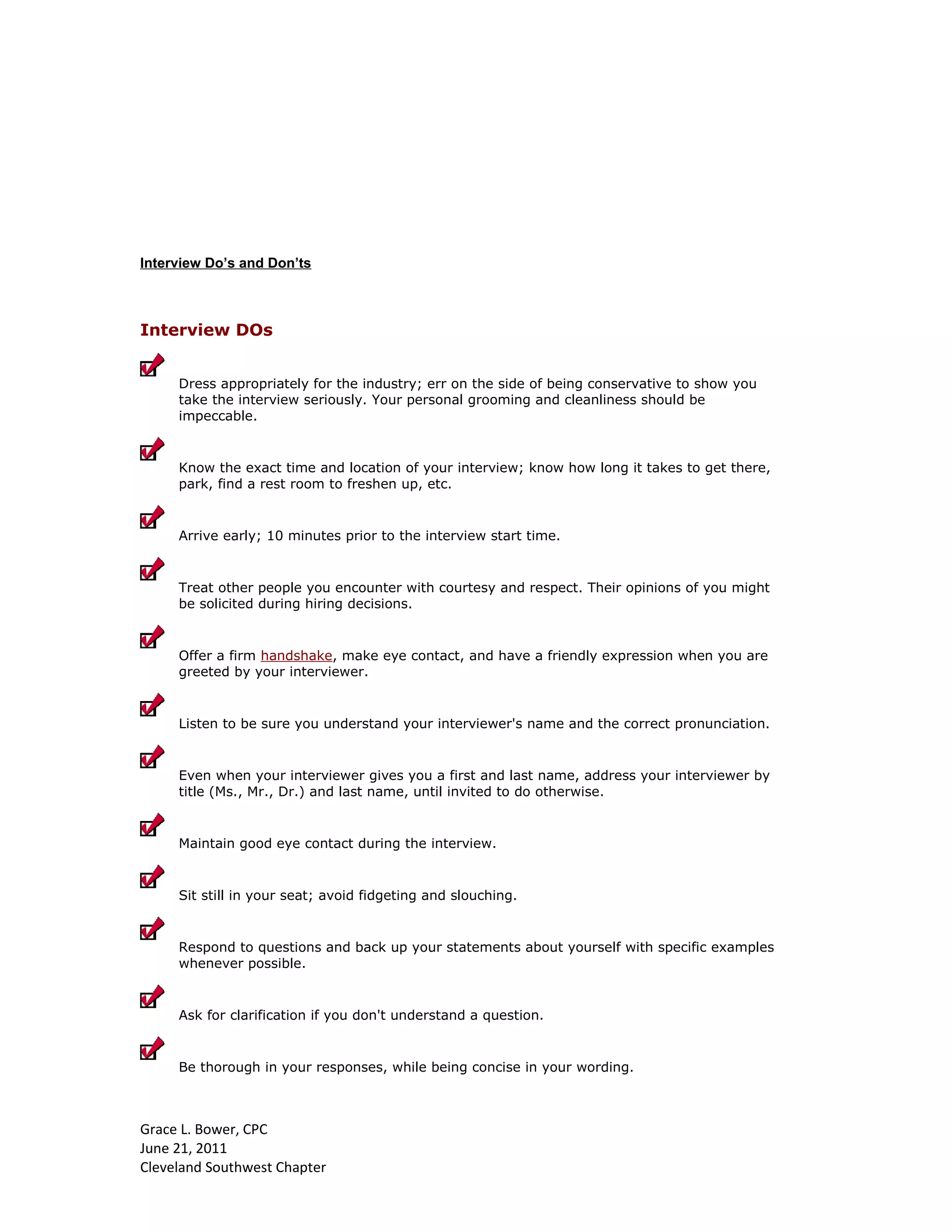 Resumes, Interviews and Workplace Etiquette | DOC