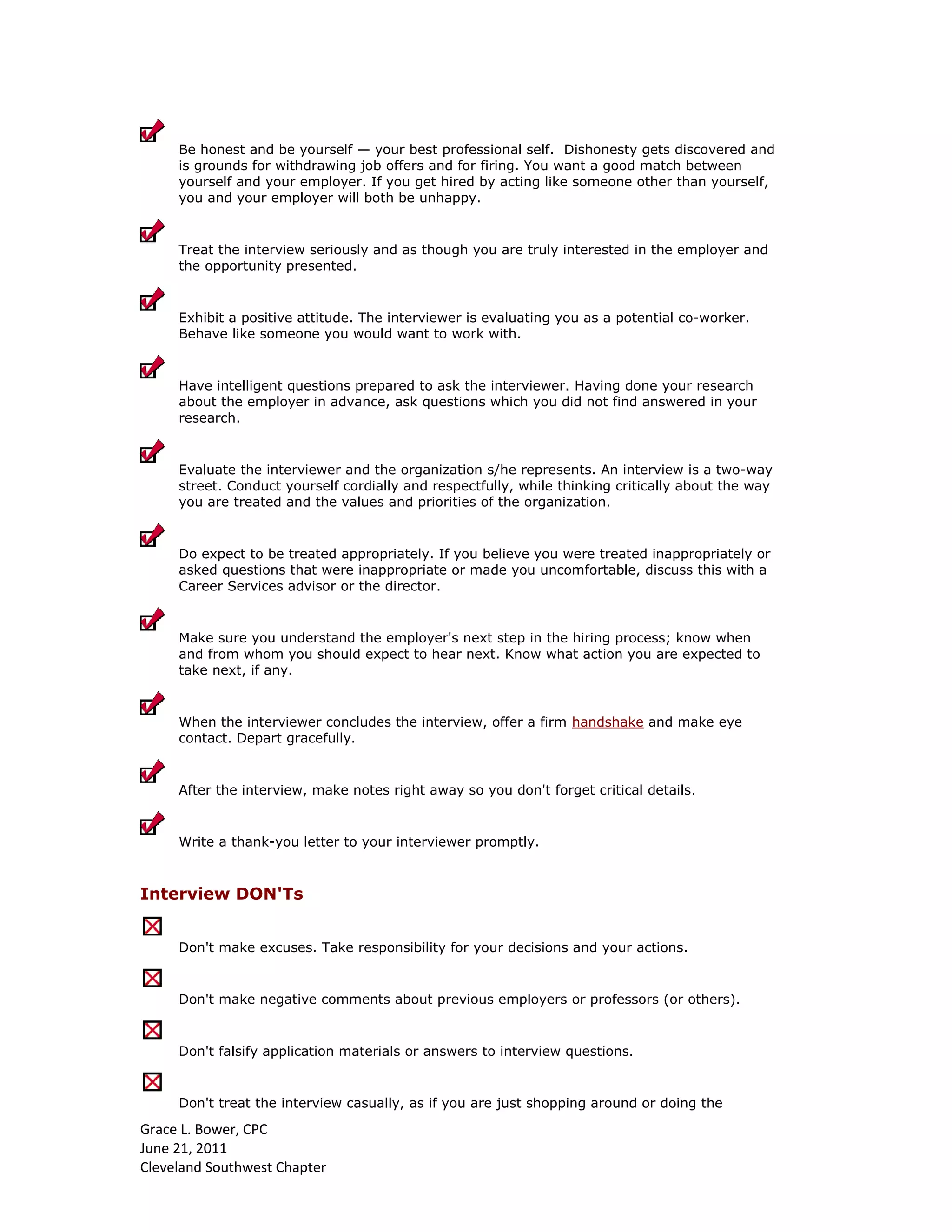 Resumes, Interviews and Workplace Etiquette | DOC